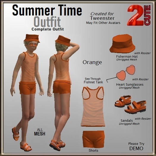 Second Life Marketplace - Summer Time Outfit [2cute] Orange